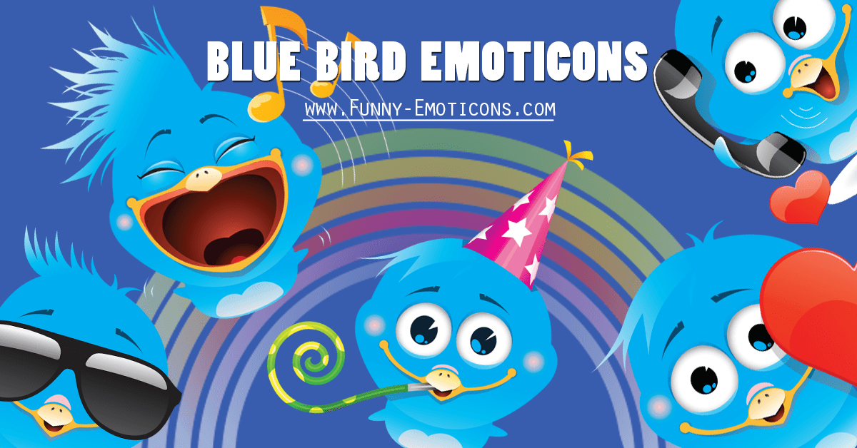 Blue Bird Emoticons for Facebook Timeline, Chat, Email, SMS Text ...