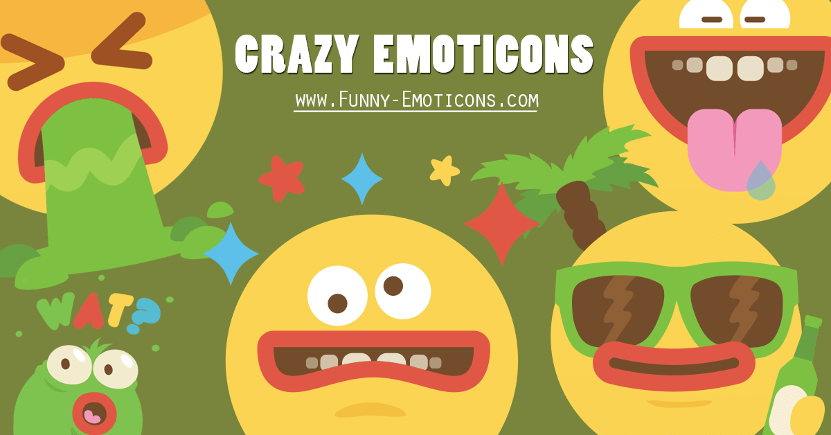 Crazy Emoticons for Facebook Timeline, Chat, Email, SMS Text Messages & Blogs | Funny Emoticons