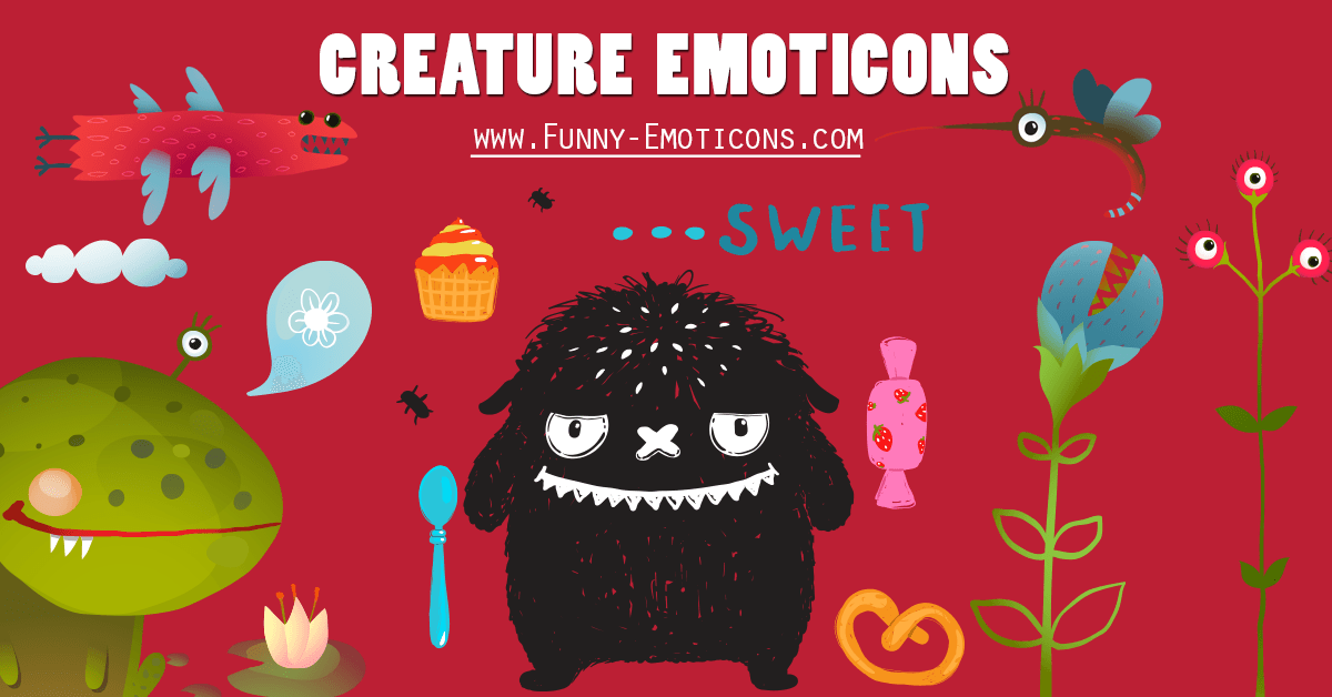 Creature Emoticons for Facebook Timeline, Chat, Email, SMS Text ...
